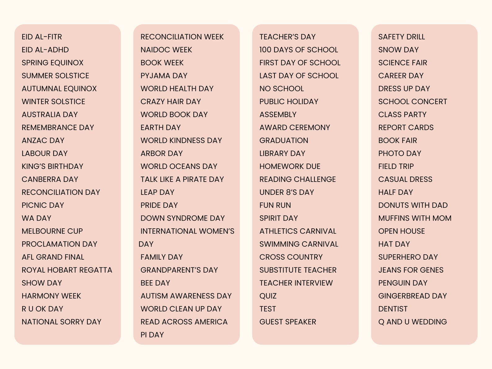 Calendar Cards: Holiday & School Events Pocket Chart (digital Download ...