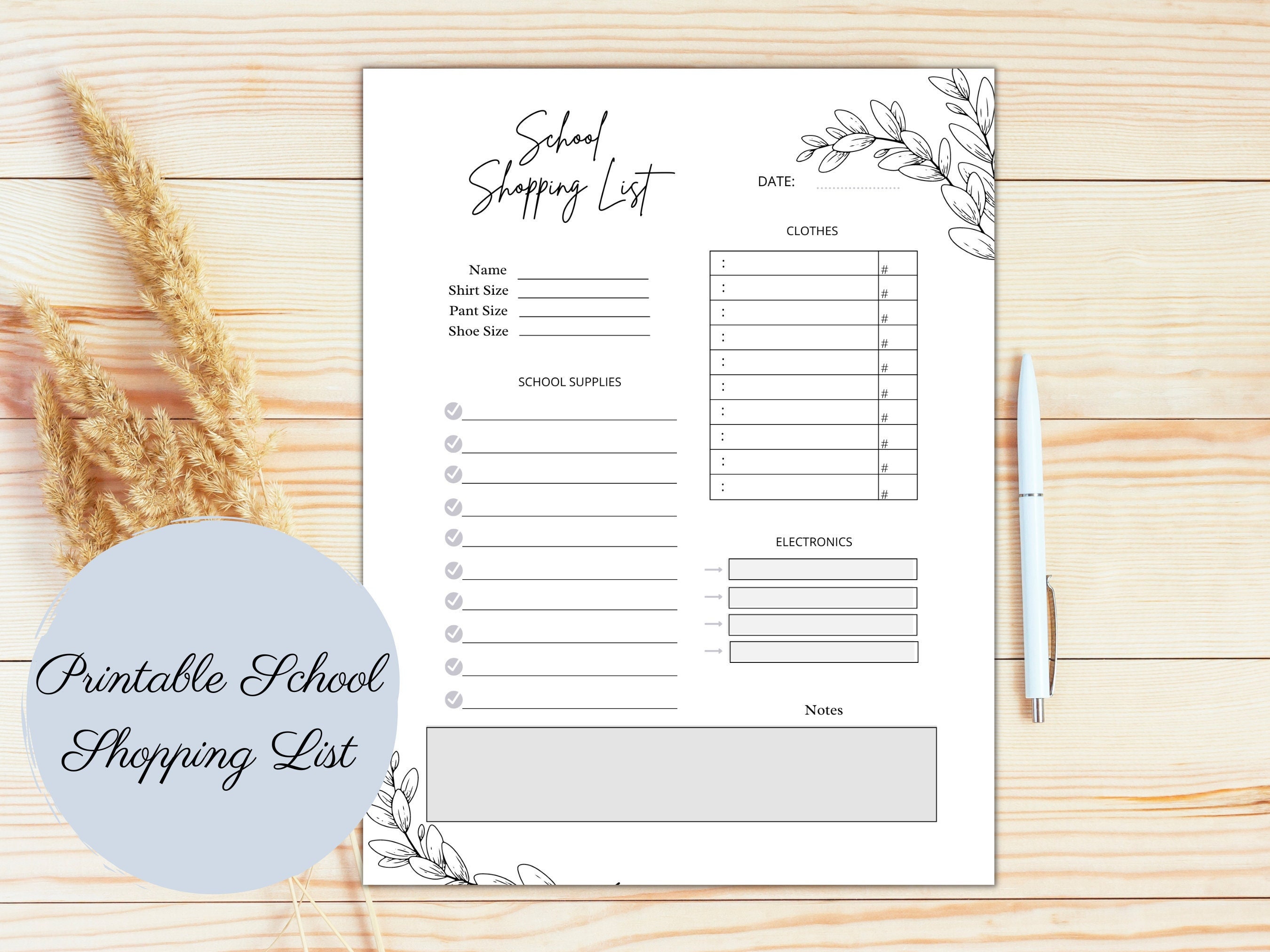 Printable School Clothing and Supply Shopping List | Back to School ...