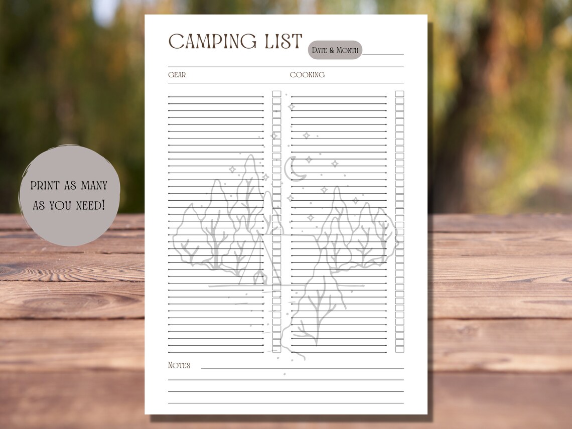 Printable Camping Trip Packing Checklist | Tent Camping Planner ...