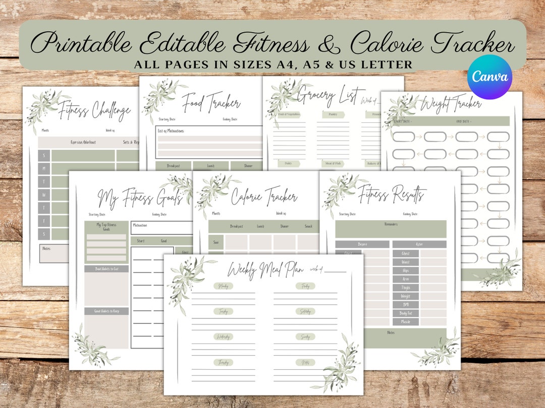 EDITABLE Printable Fitness Tracker | Workout Planner | Fitness Planner ...