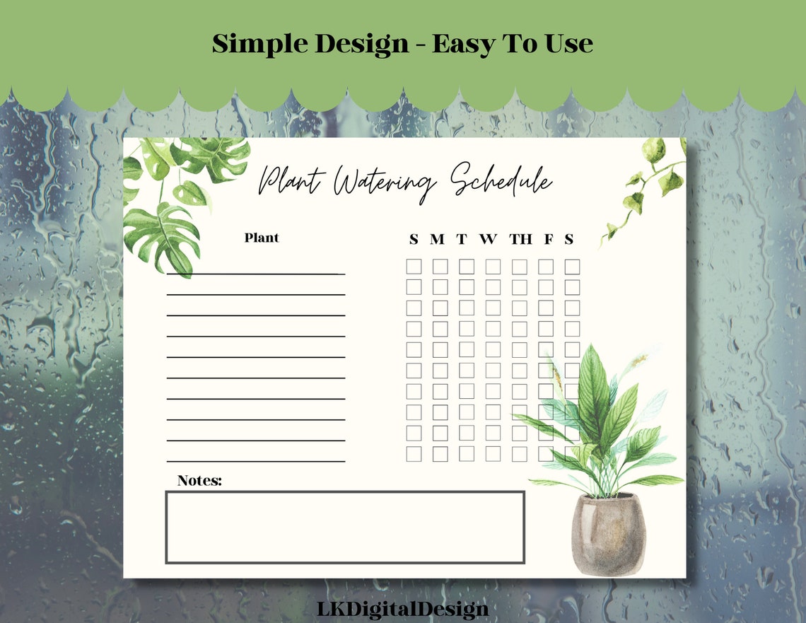 Printable Plant Watering Schedule Chart Plant Fertilizer - Etsy