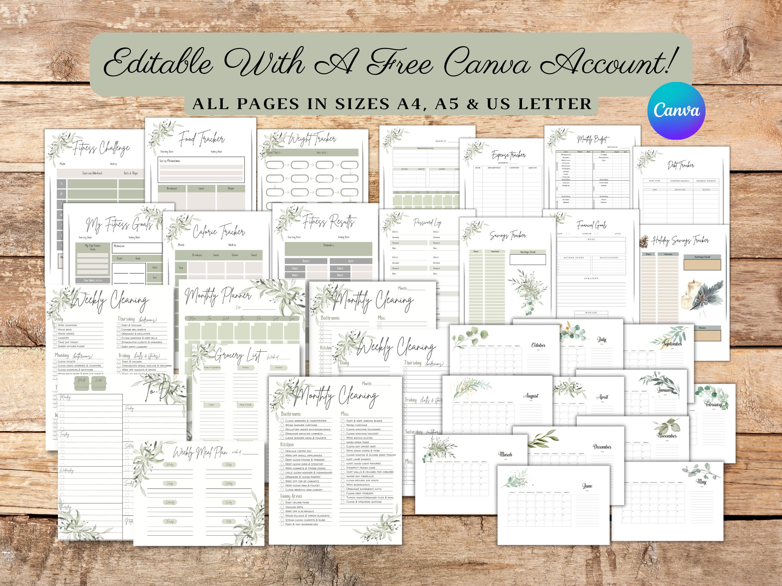 EDITABLE Printable Ultimate Life Organizer Planner Bundle - Etsy