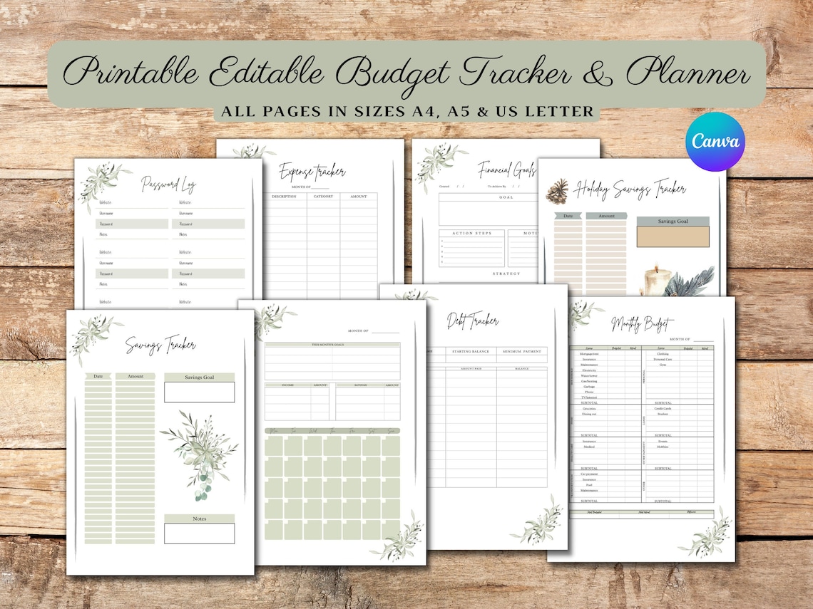 EDITABLE Printable Budget Planner Bundle Monthly Budget - Etsy