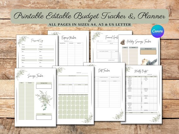 EDITABLE Printable Budget Planner Bundle Monthly Budget - Etsy