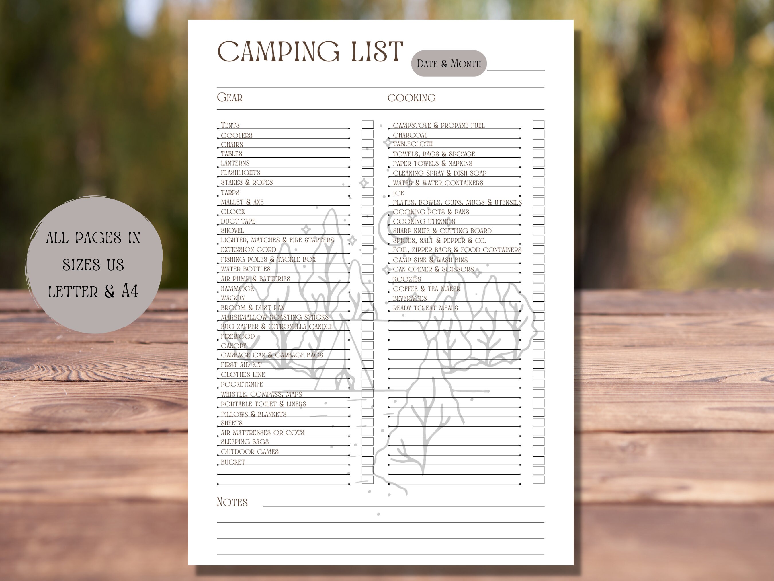Printable Camping Trip Packing Checklist Tent Camping - Etsy