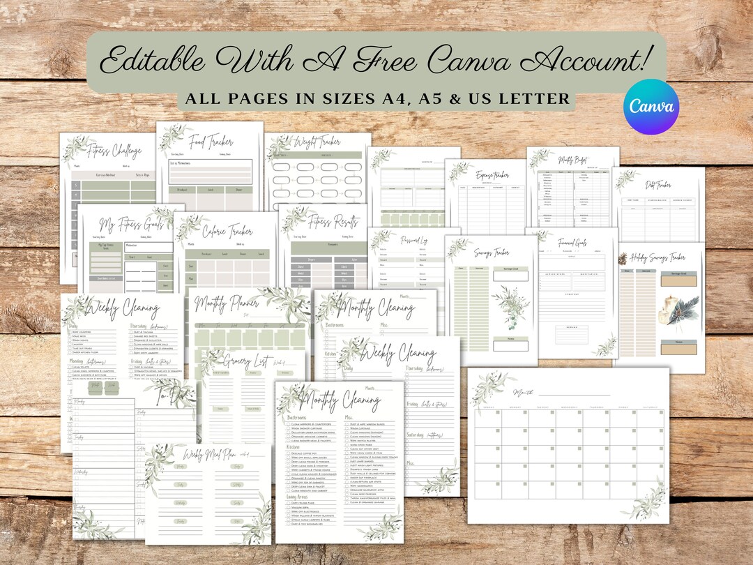 EDITABLE Printable Ultimate Life Organizer Bundle | Fitness Planner ...