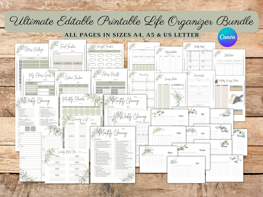 EDITABLE Printable Ultimate Life Organizer Planner Bundle - Etsy