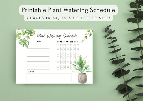 Printable Plant Watering Schedule Chart Plant Fertilizer Chart Plant ...