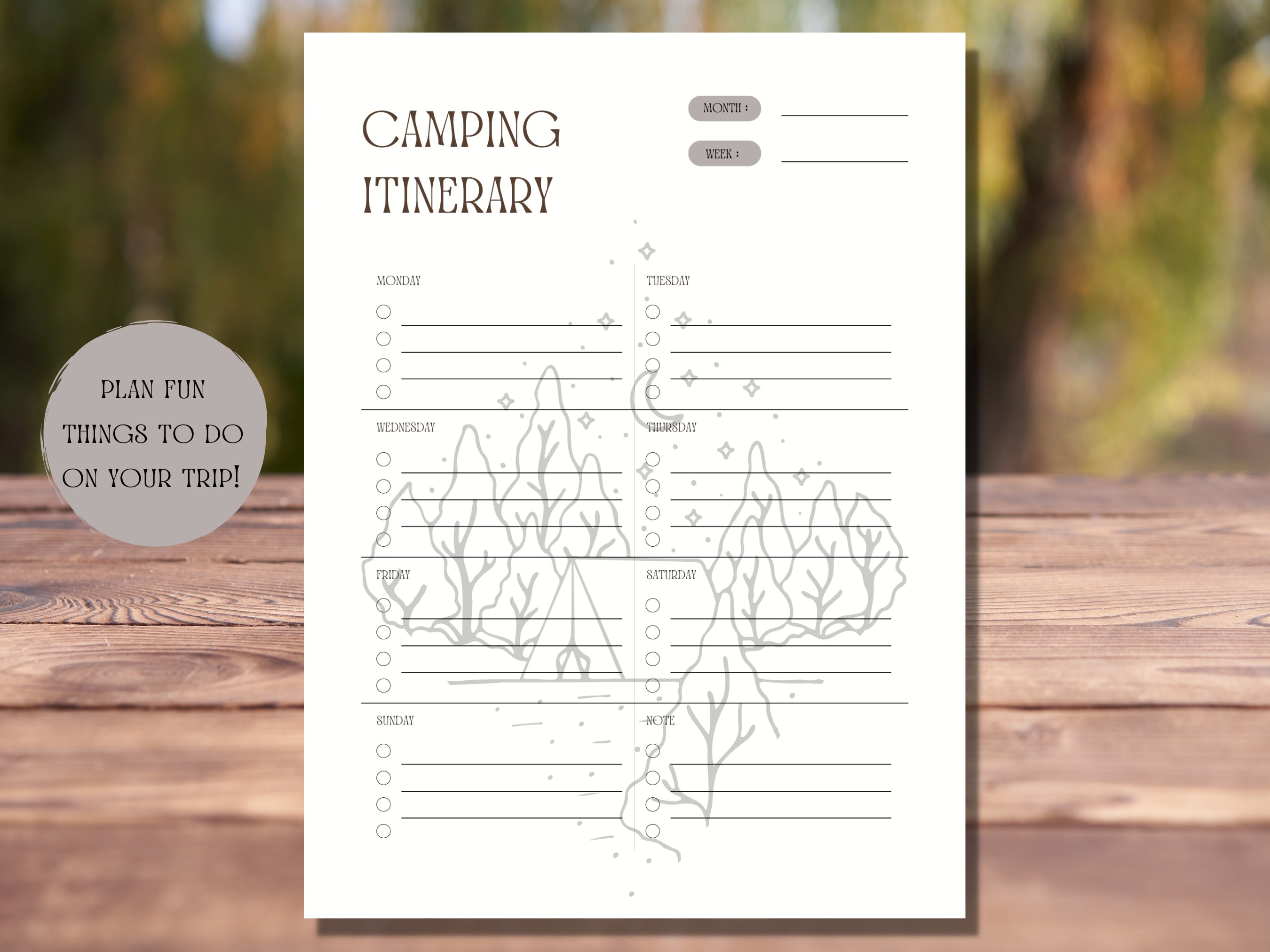 Printable Camping Trip Packing Checklist | Tent Camping Planner ...