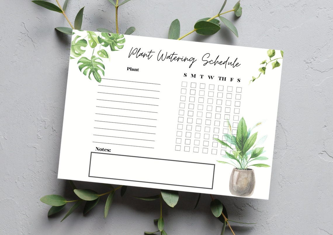 Printable Plant Watering Schedule Chart | Plant Fertilizer Chart ...
