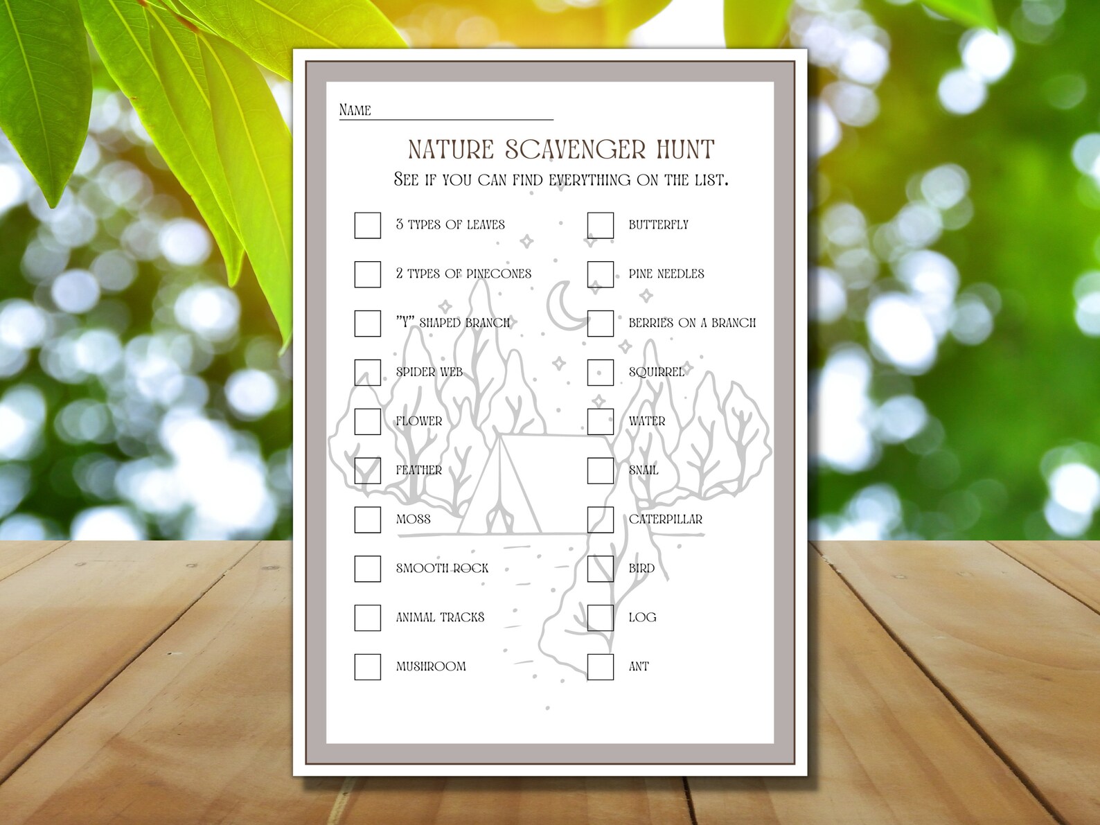 Nature Scavenger Hunt for Kids | Hiking Game | Camping Party Game ...