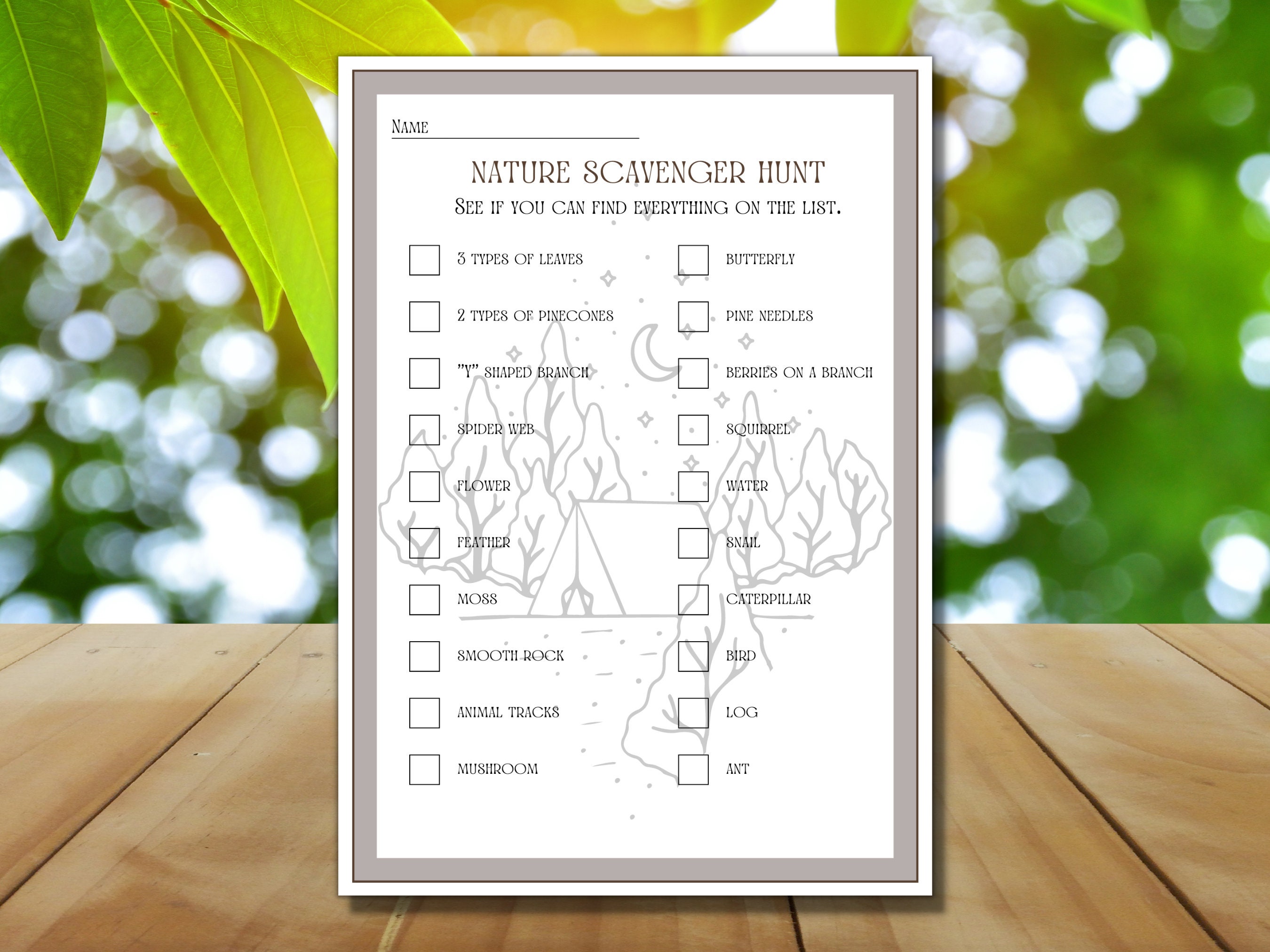 Nature Scavenger Hunt for Kids | Hiking Game | Camping Party Game ...