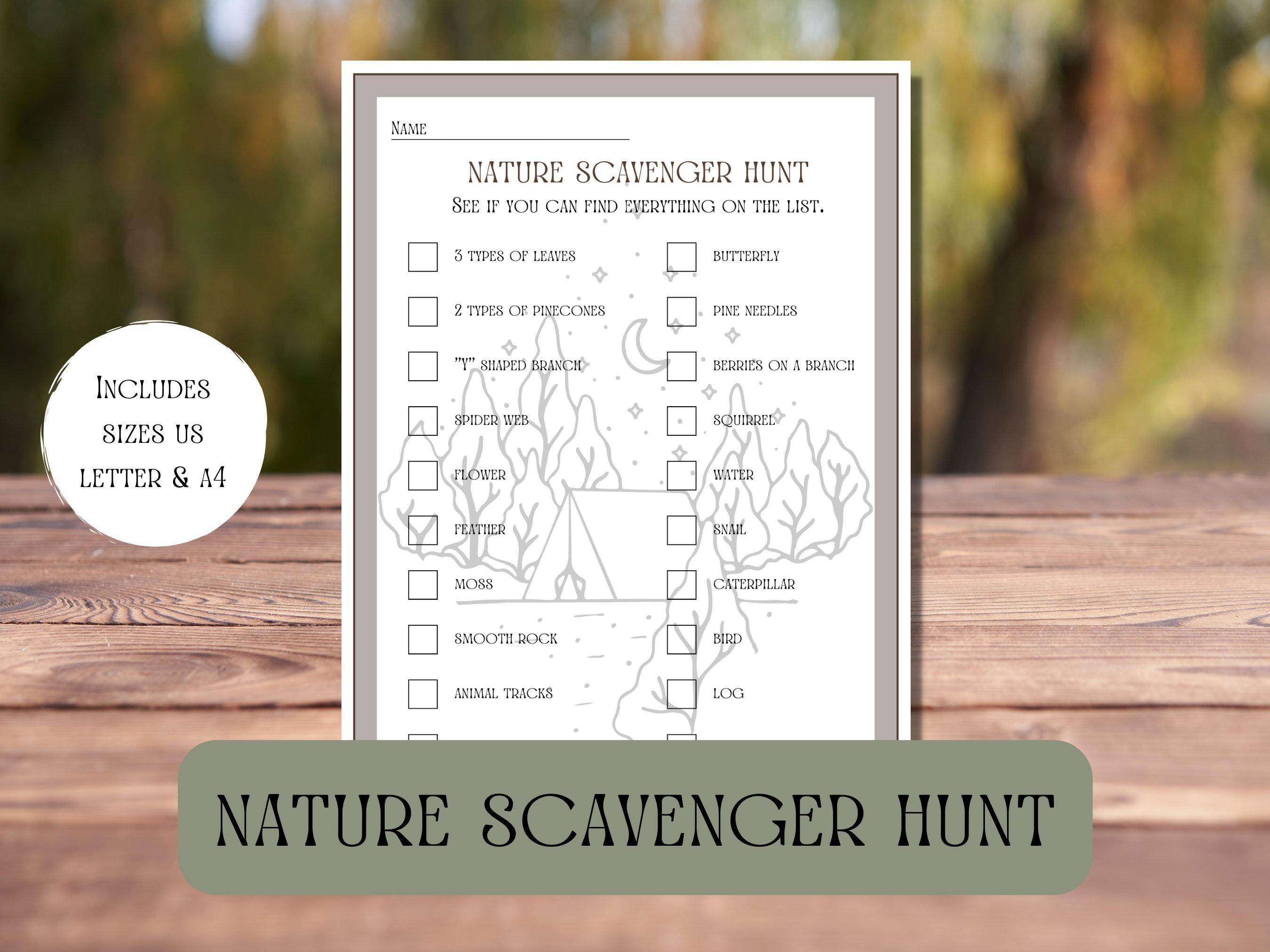 Nature Scavenger Hunt for Kids | Hiking Game | Camping Party Game ...