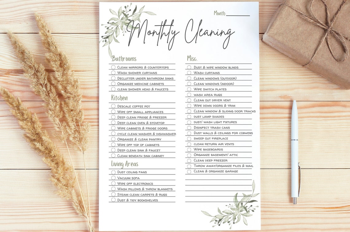 EDITABLE Printable Cleaning Checklist | Editable Downloadable Cleaning ...