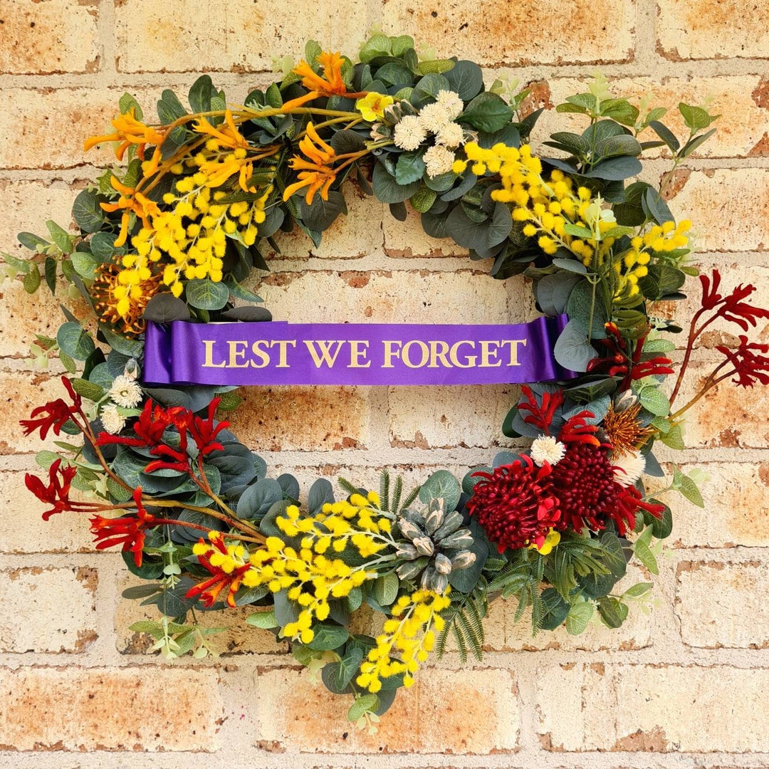 Anzac Day Memorial Australian Artificial Silk Wreath Wattle Kangaroo ...
