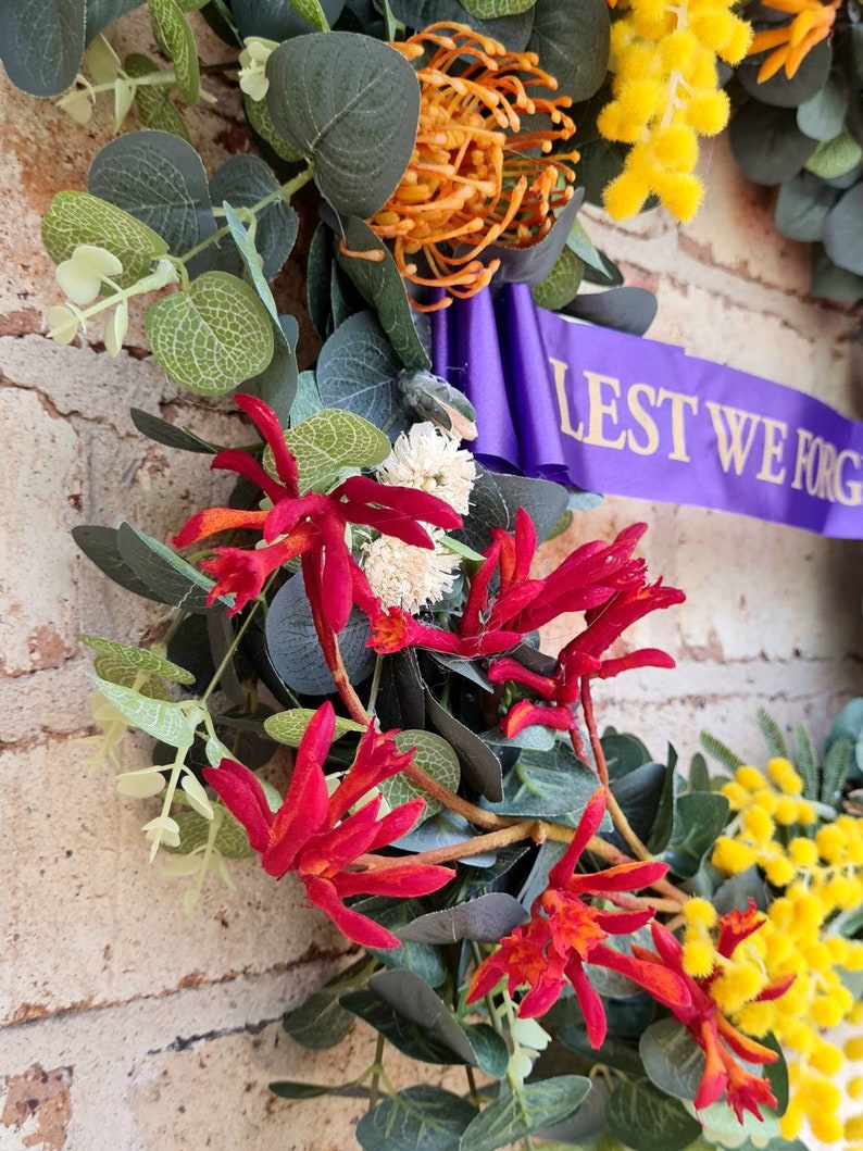 Anzac Day Memorial Australian Artificial Silk Wreath Wattle Kangaroo ...