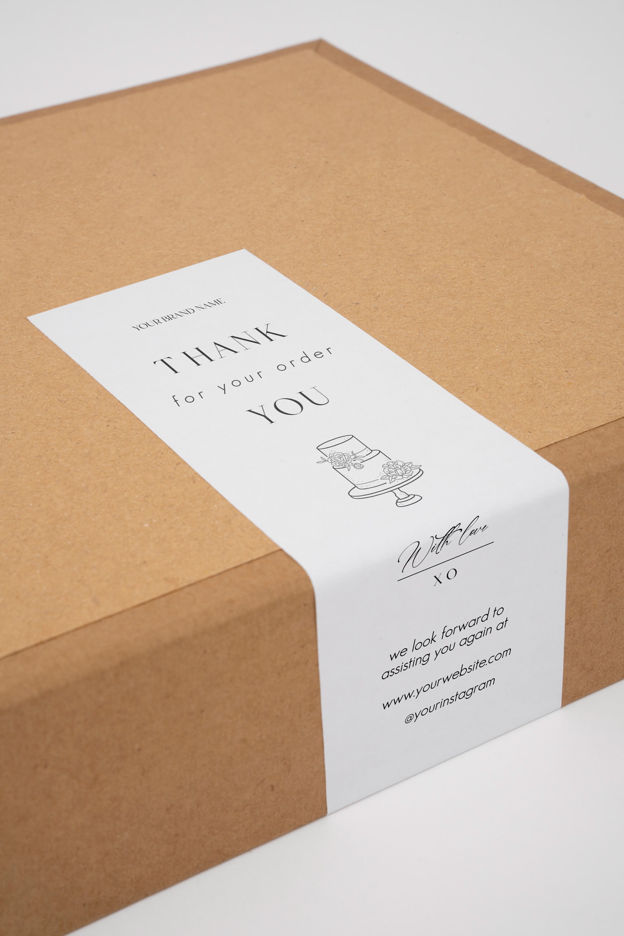 Editable Cake Box Seal Label Template, Custom Cake Box Sticker Template ...