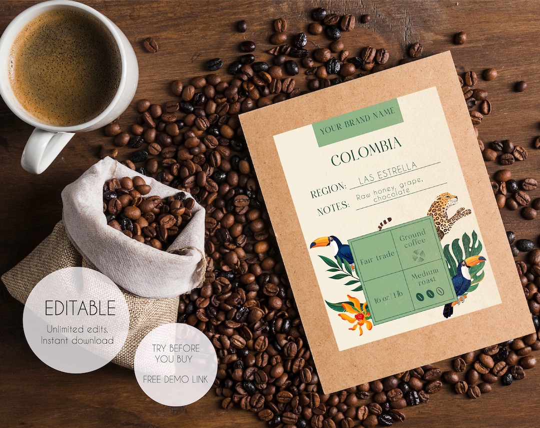 Printable Coffee Bag Label Template Editable Coffee Bag Label - Etsy