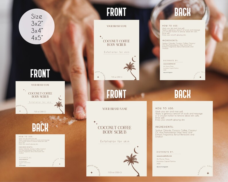 Editable Minimalist Body Scrub Pouch Label Template, Printable Coffee ...