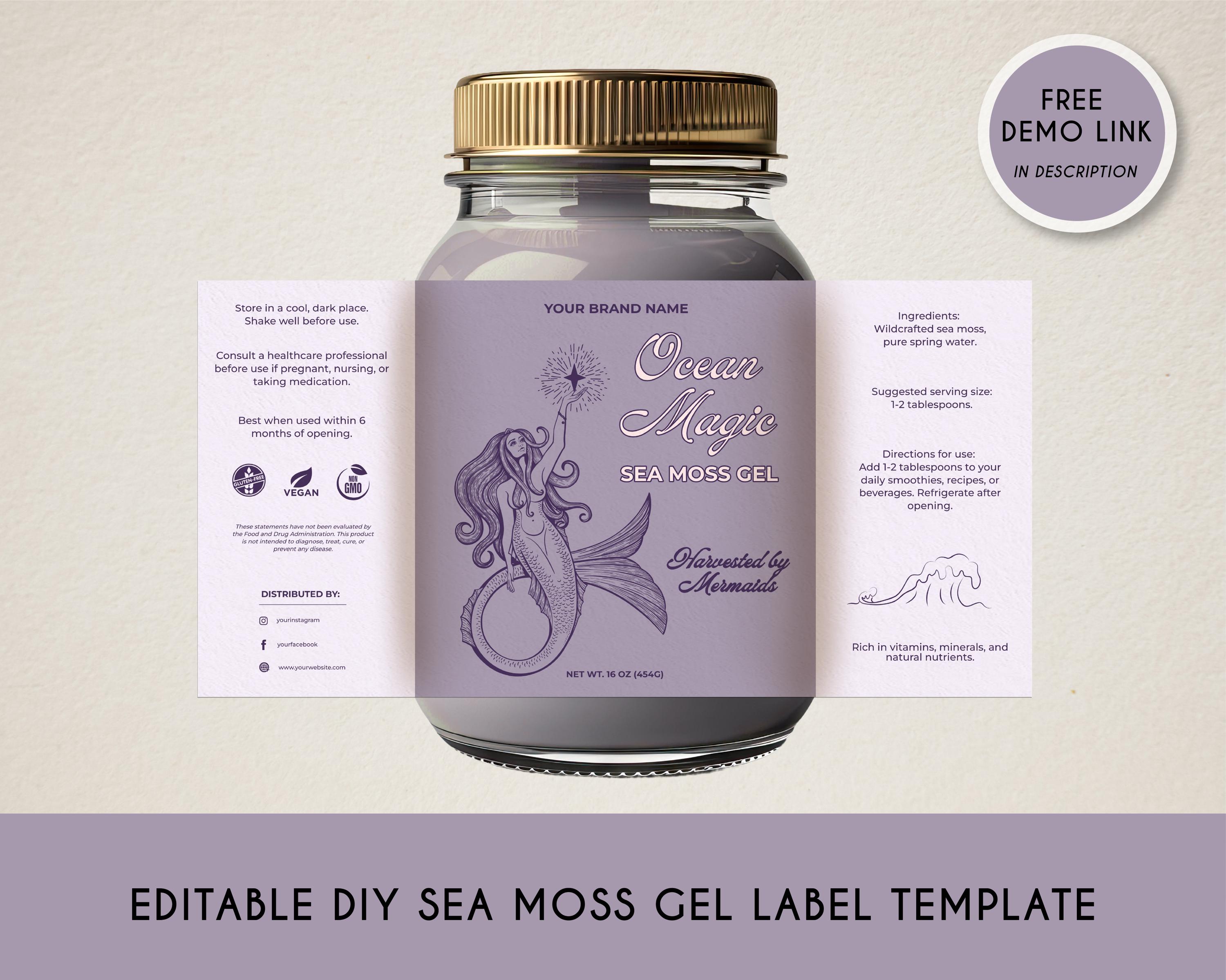 Editable Sea Moss Gel Label Template, Printable Superfood Supplement ...