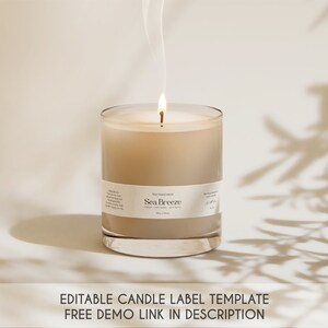 Editable Thin Candle Label Template, Custom Horizontal Candle Label ...