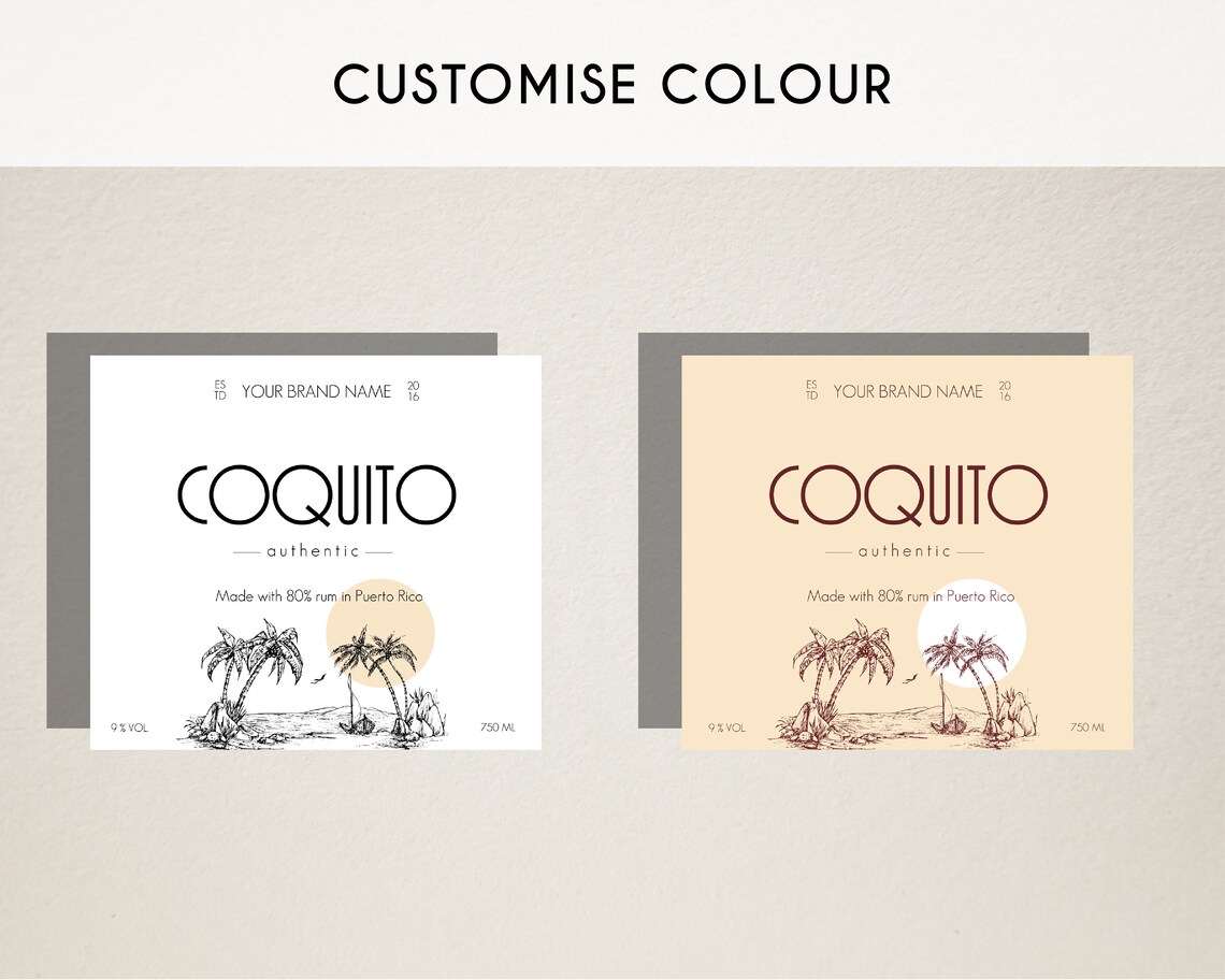 Editable Coquito Bottle Label: Minimalist Christmas Liquor Template ...
