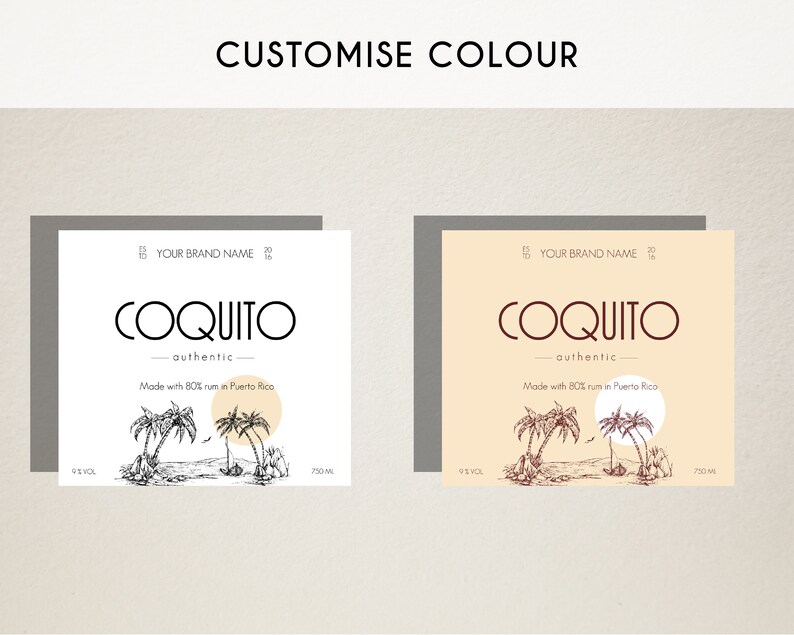 Editable Coquito Bottle Label: Minimalist Christmas Liquor Template ...
