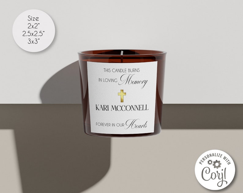 Editable in Loving Memory Gift Candle Label Template, Personalized Gift ...
