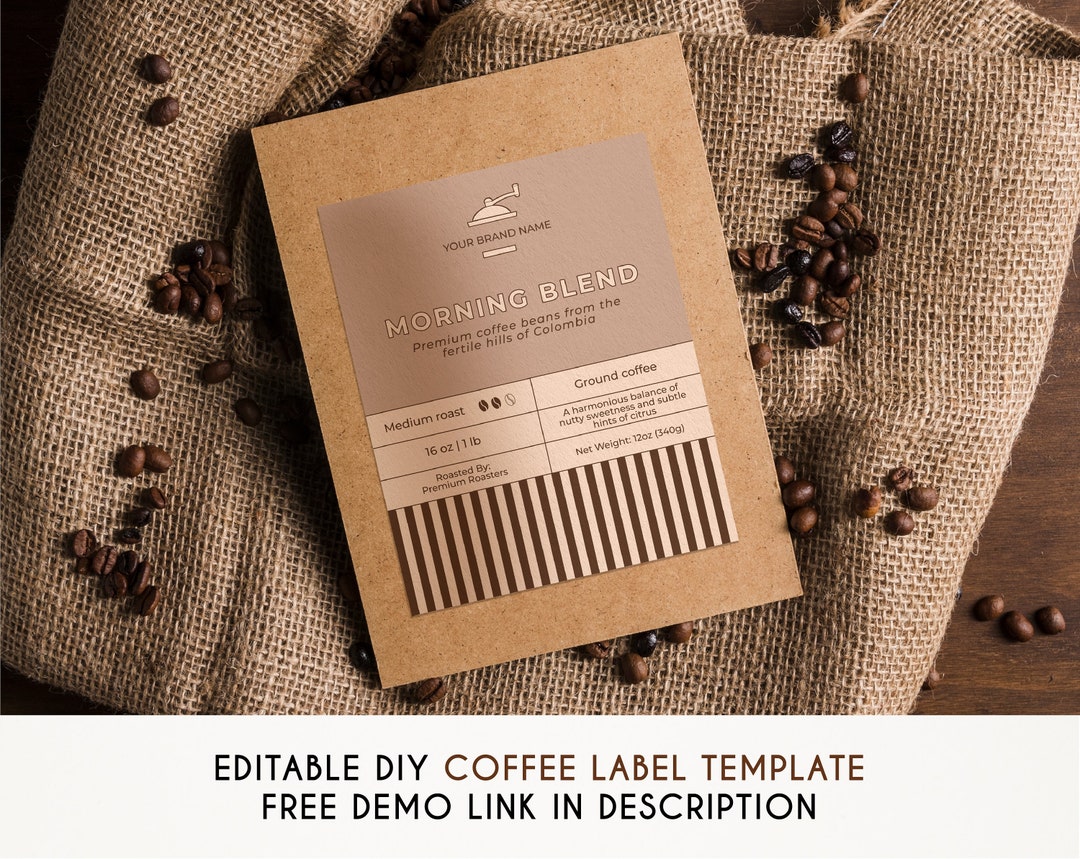 Editable Modern Coffee Bag Label Template, Printable Luxury Coffee ...
