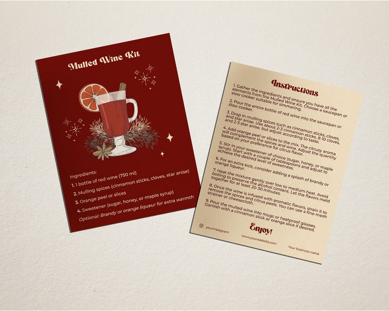 Editable Mulled Wine Bottle Label: Luxury Christmas Sticker (digital ...