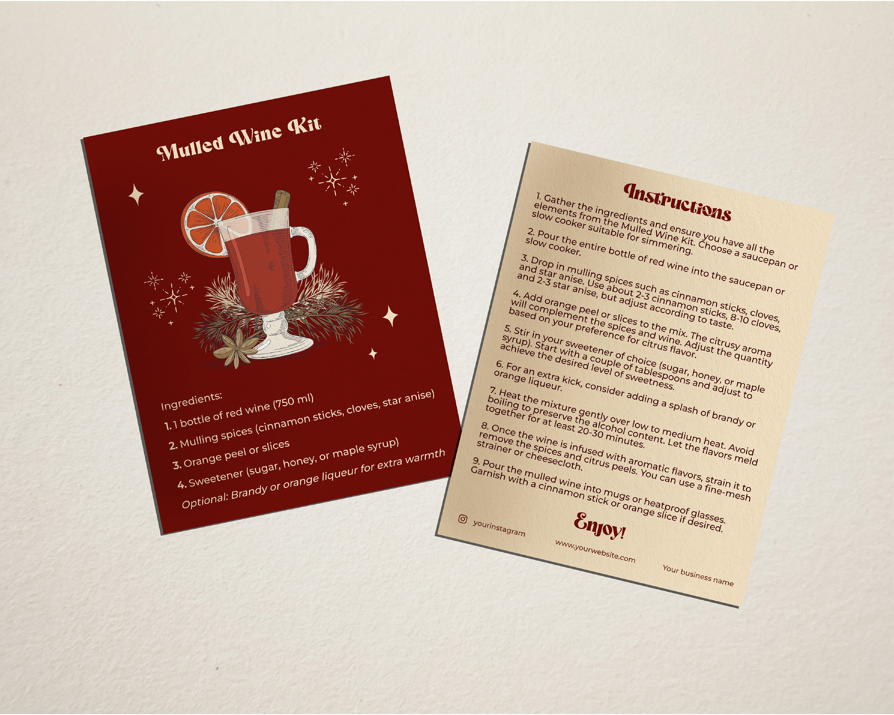 Editable Mulled Wine Bottle Label: Luxury Christmas Sticker (digital ...