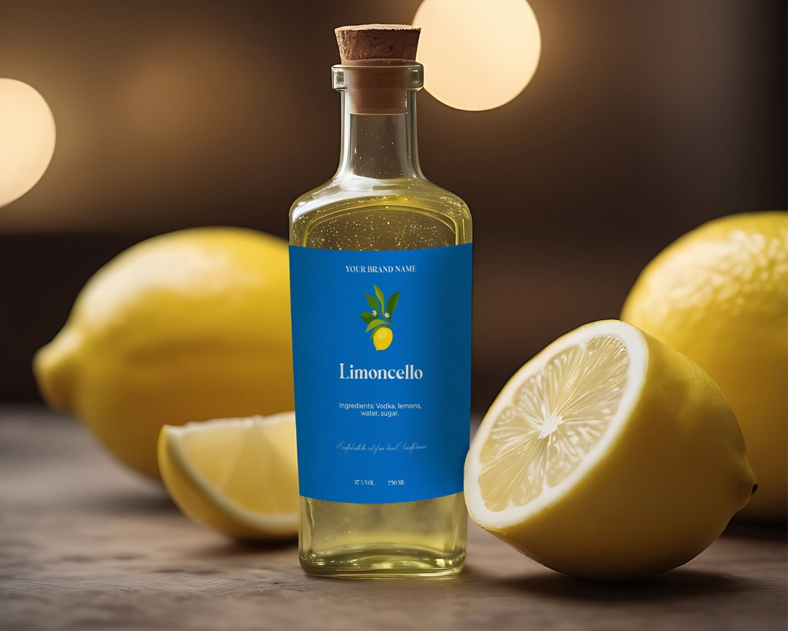 Editable Luxury Limoncello Bottle Label Template, Printable Homemade ...
