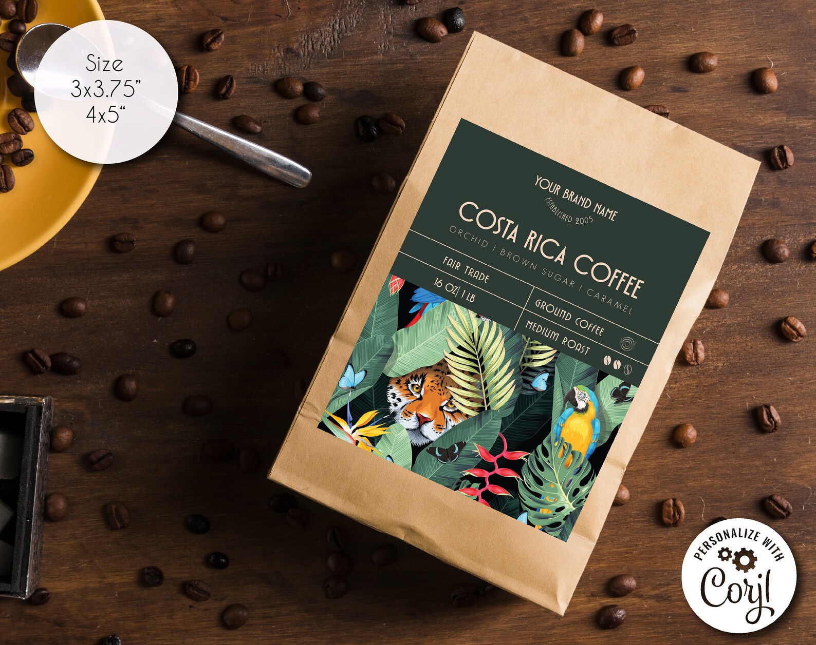 Editable Modern Coffee Bag Label Template, Printable Coffee Bag Label ...