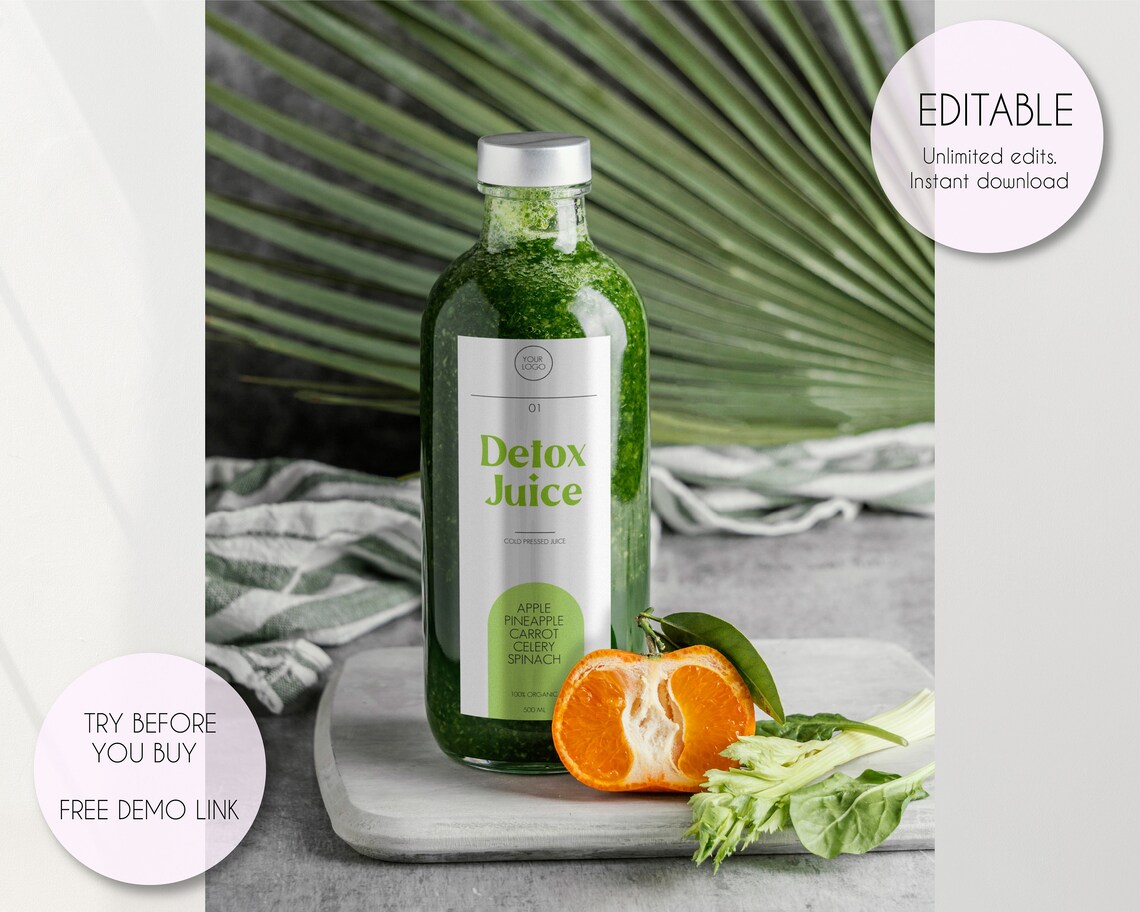 Editable Juice Bottle Label Template Juice Label Sticker - Etsy