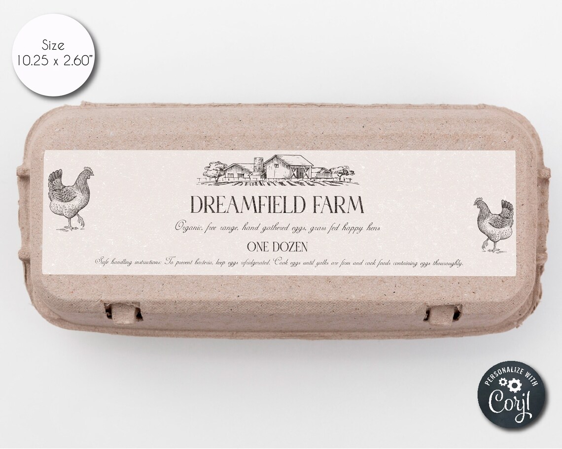 Egg Carton Label, Editable Egg Carton Label, DIY Farm Label ...