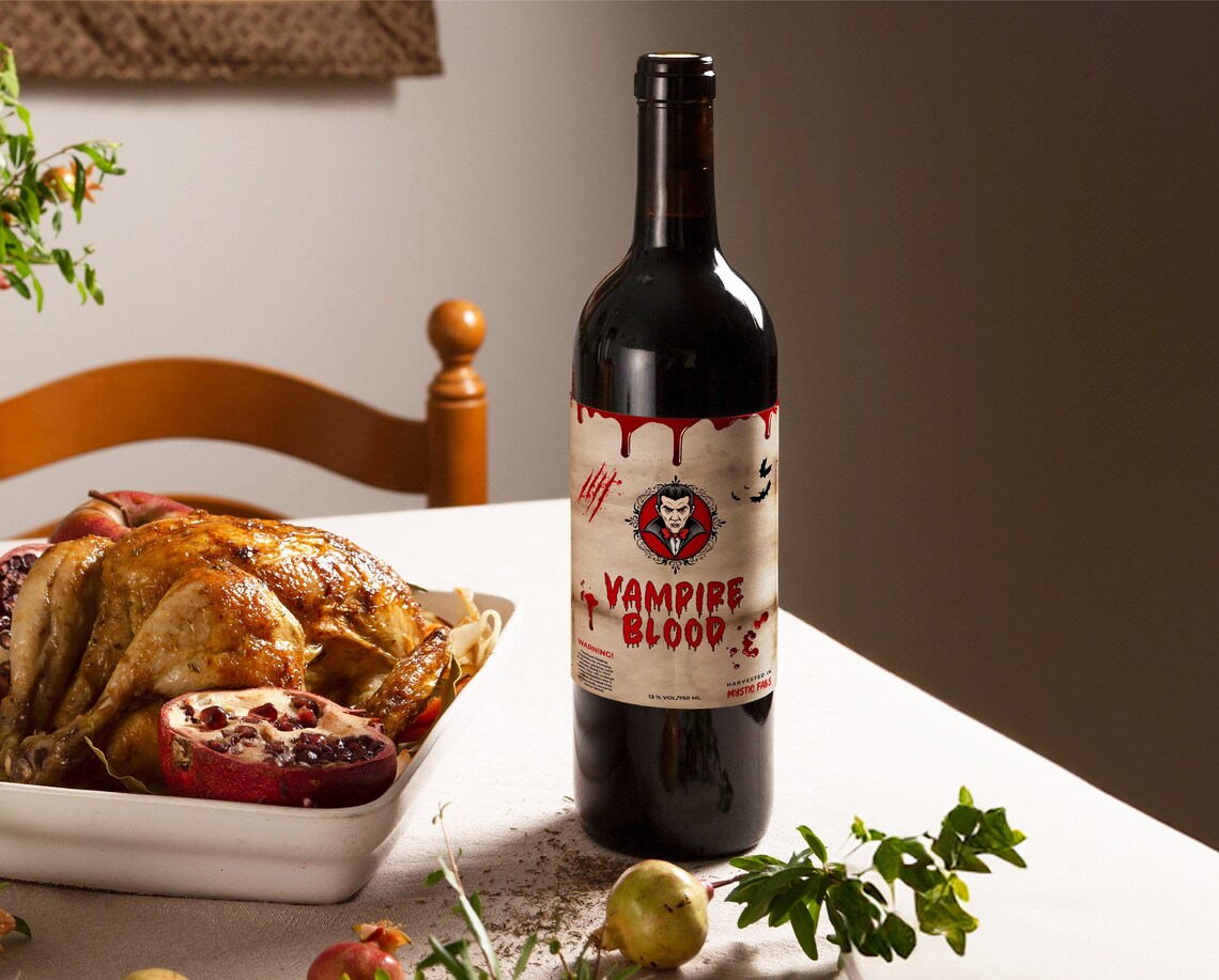 Editable Vampire Blood Wine Bottle Label Template, Printable Halloween ...