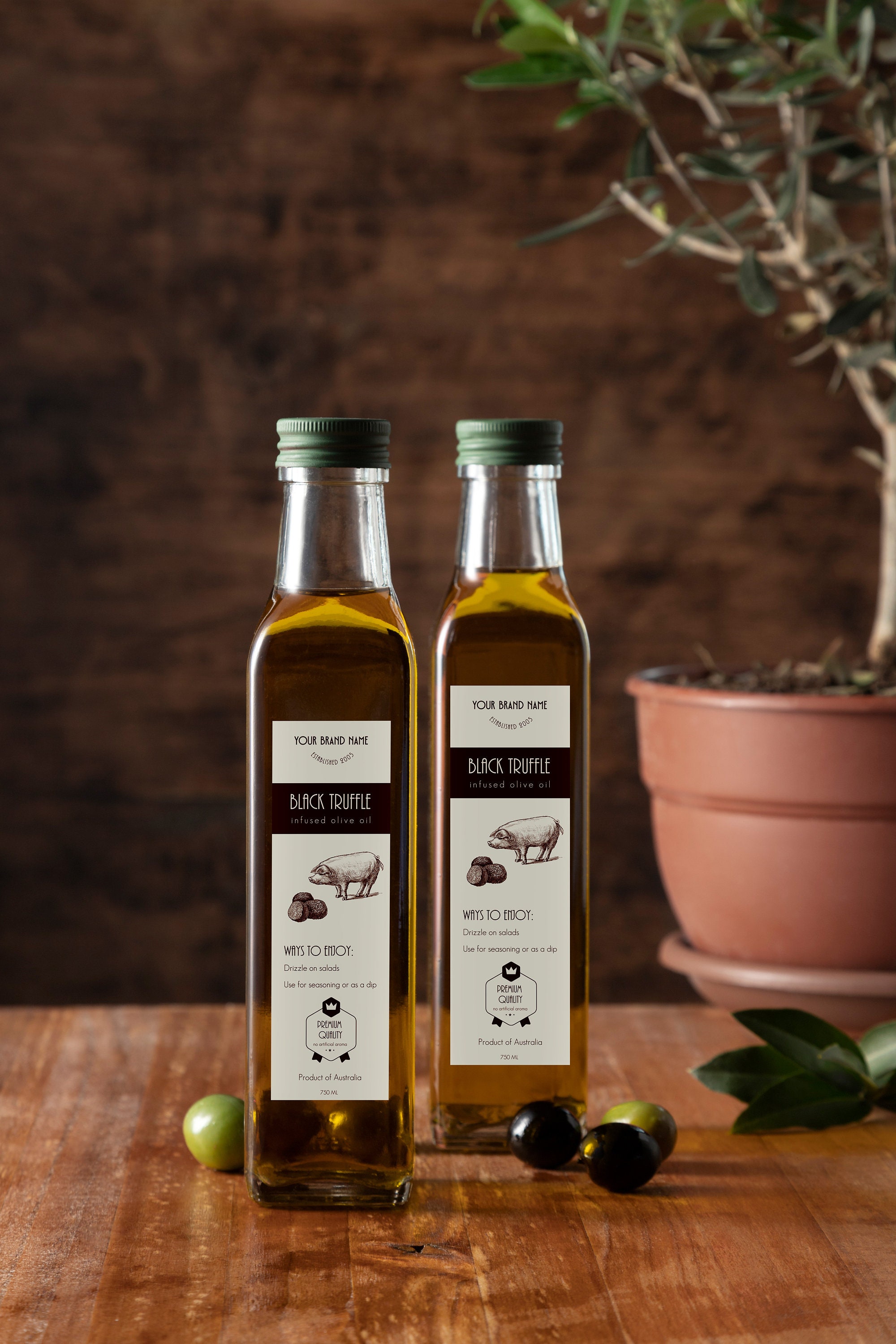 Editable Truffle Infused Olive Oil Bottle Label Template, Printable ...