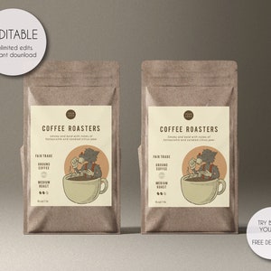 Editable Modern Coffee Bag Label Template Customizable Coffee - Etsy ...