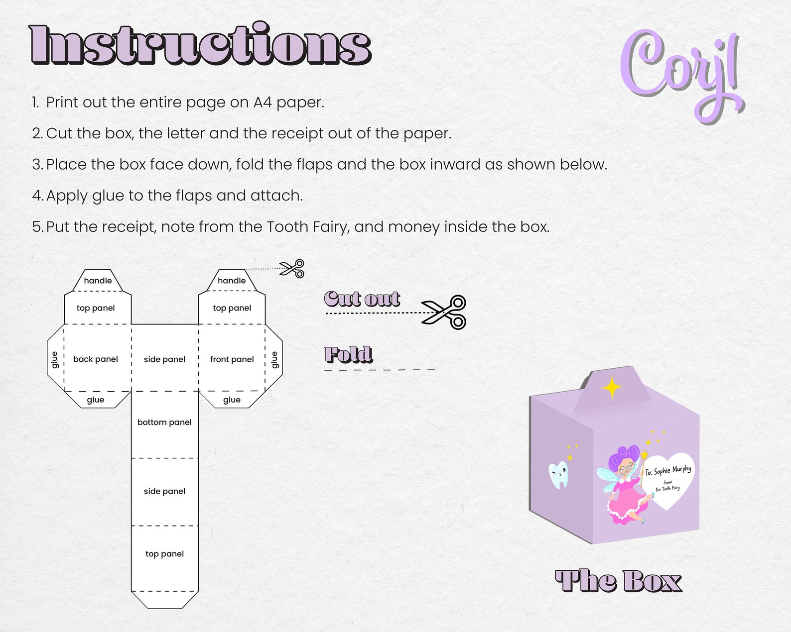 Editable Tooth Fairy Box Cut Out Template, Foldable Paper Dieline Tooth ...