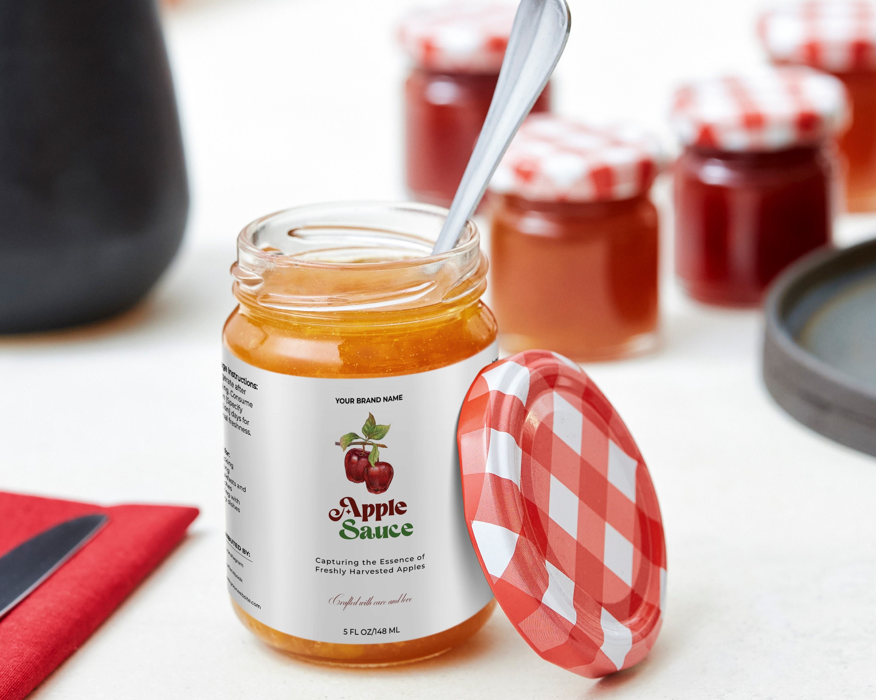 Editable Luxury Apple Sauce Jar Label Template, Printable Modern ...