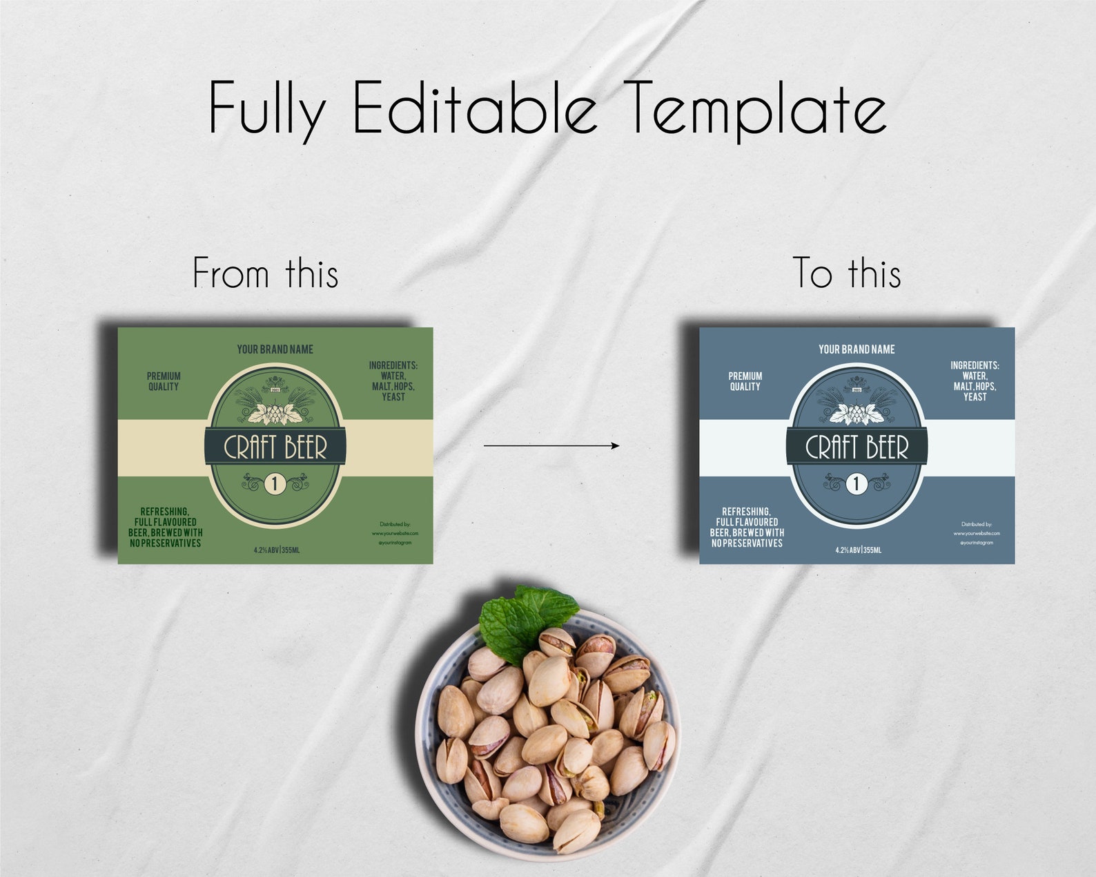 Editable Beer Bottle Label Template, Custom Beer Label, Home Brew Label ...