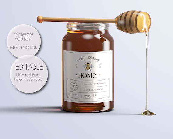 Printable Honey Jar Label Template Editable Honey Jar Label - Etsy