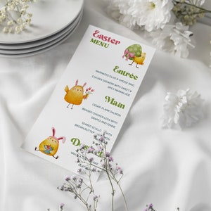 Editable Easter Menu Template, Printable Kids Easter Menu, Customizable ...