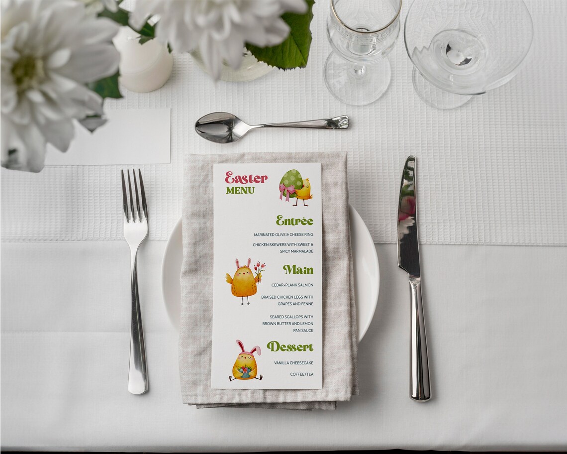 Editable Easter Menu Template, Printable Kids Easter Menu, Customizable ...