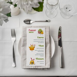 Editable Easter Menu Template, Printable Kids Easter Menu, Customizable ...