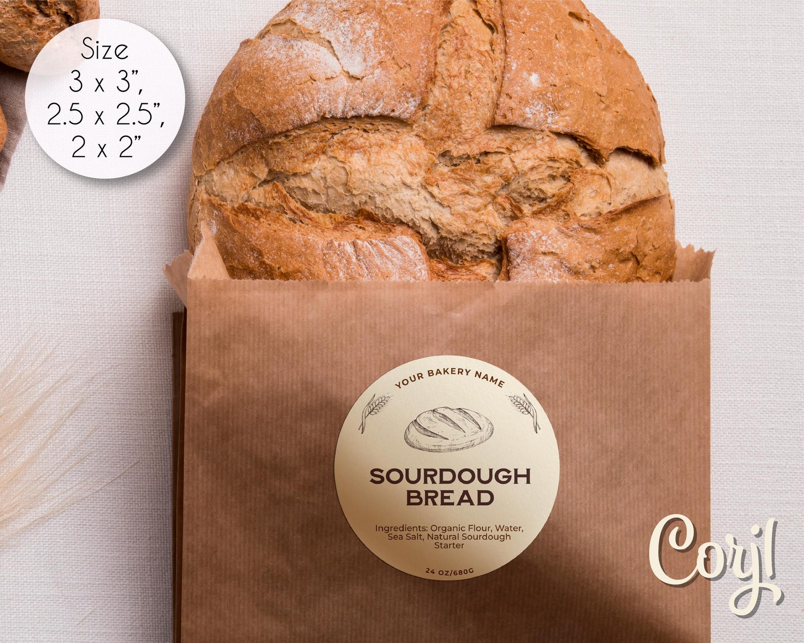 Editable Sourdough Bread Label Template, Printable Round Sticker, Bread ...