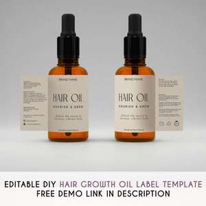 Editable Hair Growth Oil Label Template, Printable Minimalist Hair Oil ...