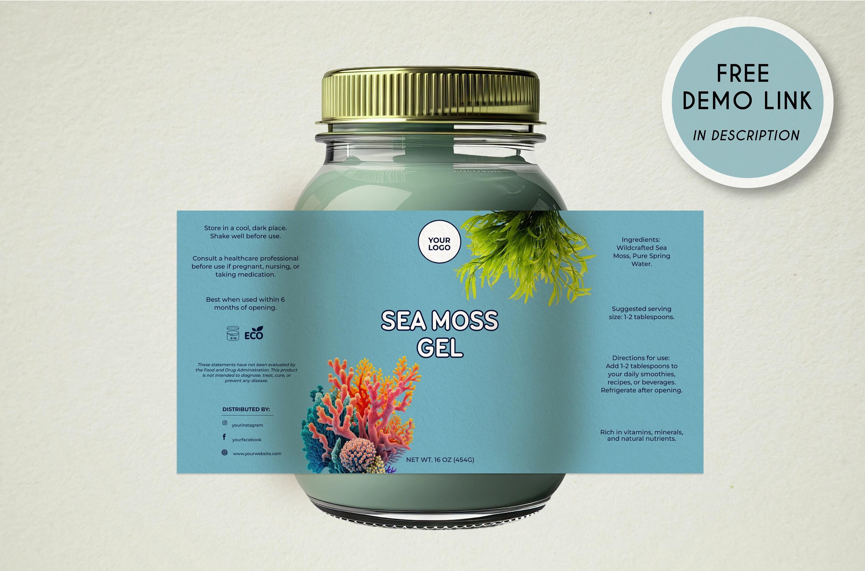 Editable Sea Moss Gel Label Template: Custom Superfood Jar Sticker ...