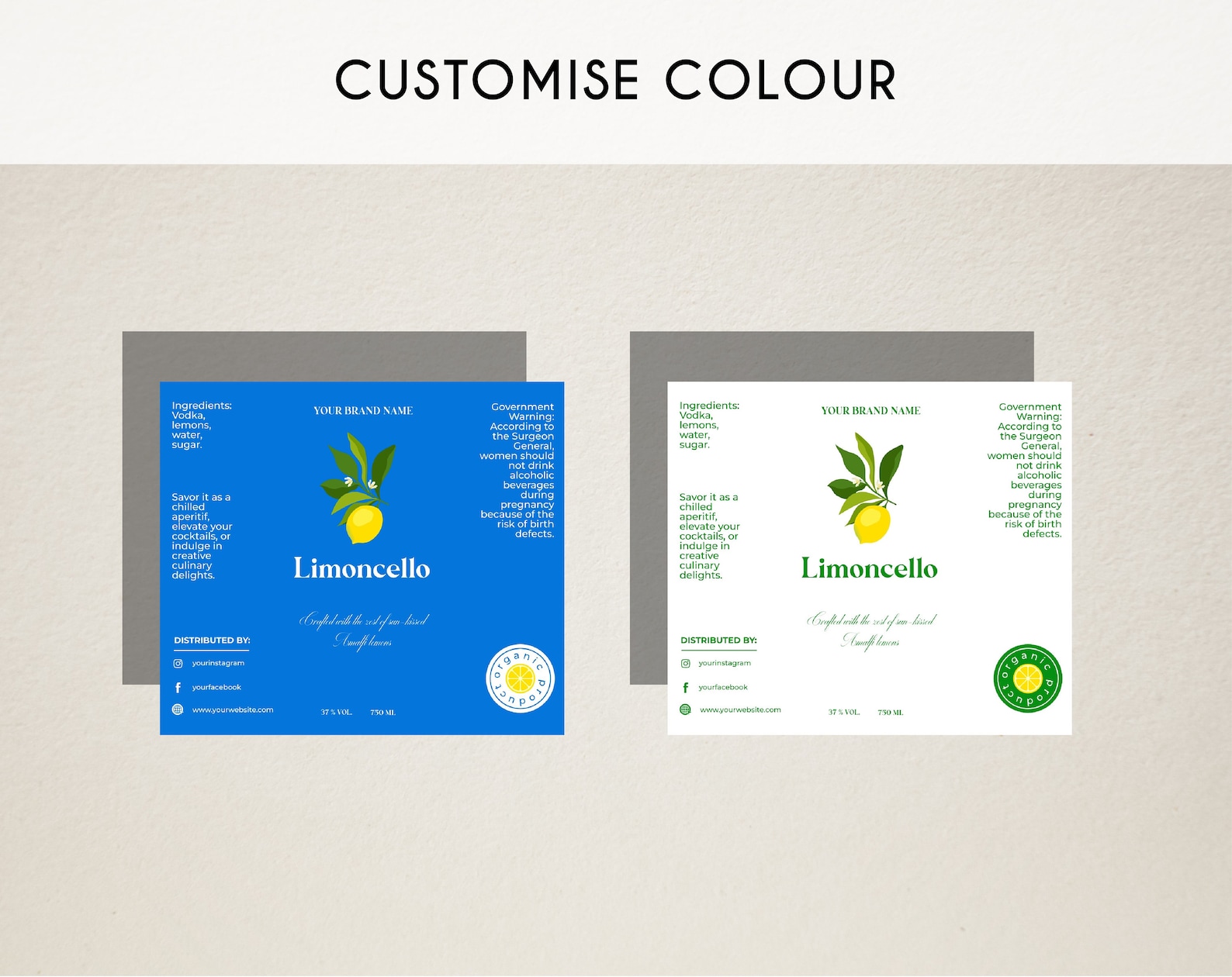 Editable Luxury Limoncello Bottle Label Template, Printable Homemade ...