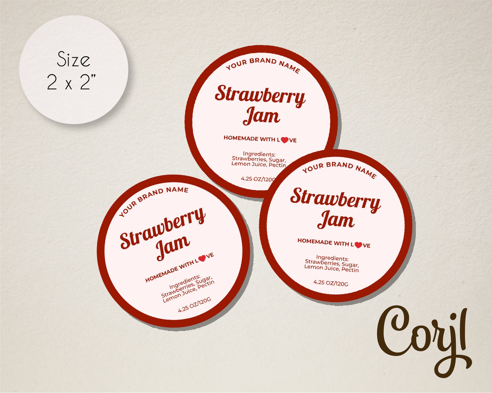 Editable Jam Canning Round Label Template: Homemade Food Sticker ...